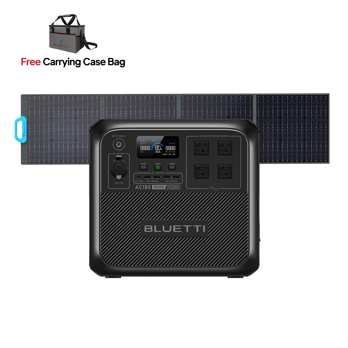 BLUETTI AC180 Solar Portable Power Station | 1,800W 1,152Wh
